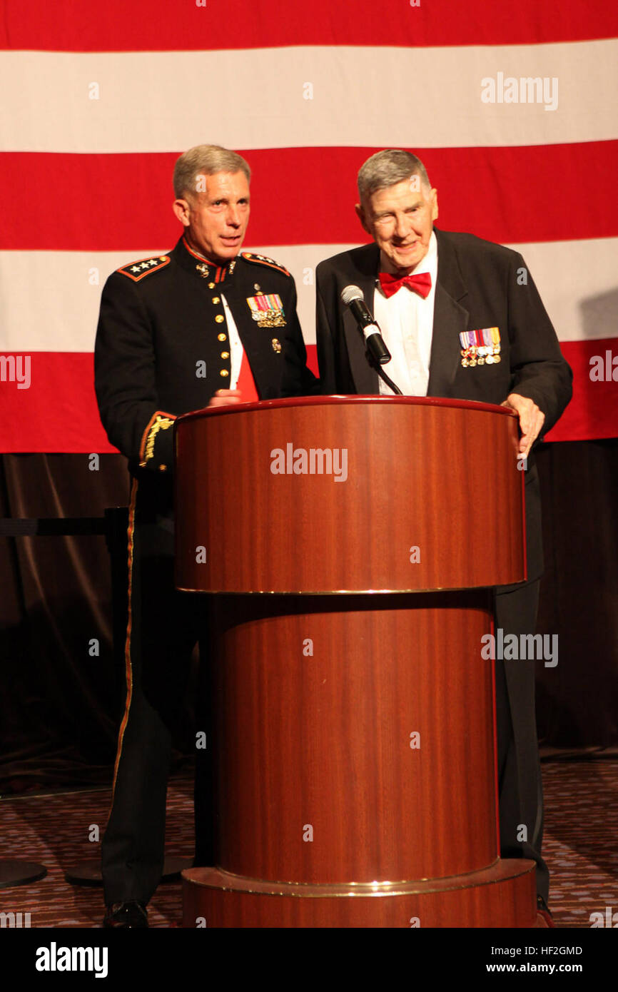 The guest of honor, 1st Lt. Joseph R. Owen, USMC, ret., delivers his ...