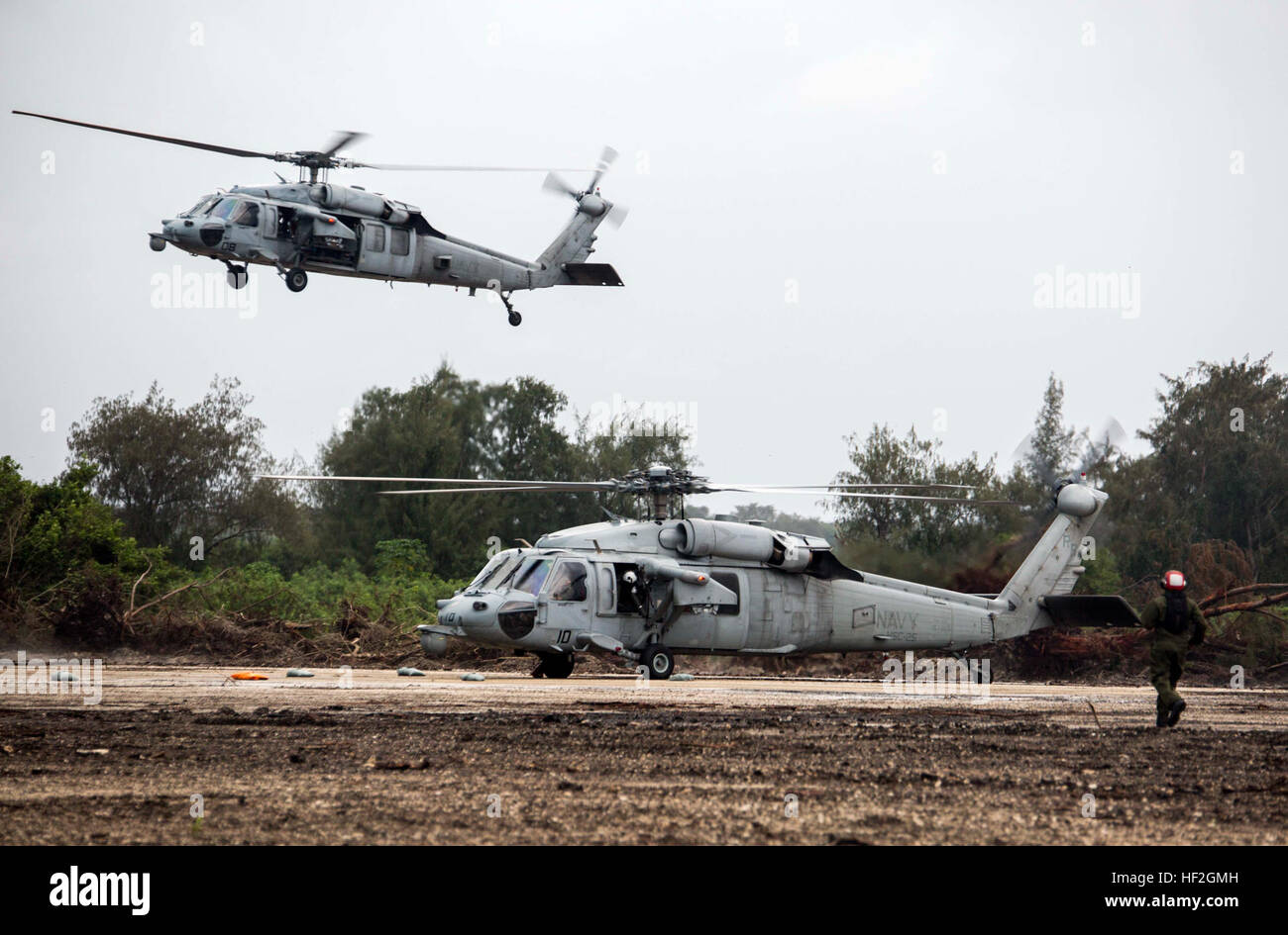 Two Navy MH-60S Seahawk helicopters with Helicopter Sea Combat Squadron ...