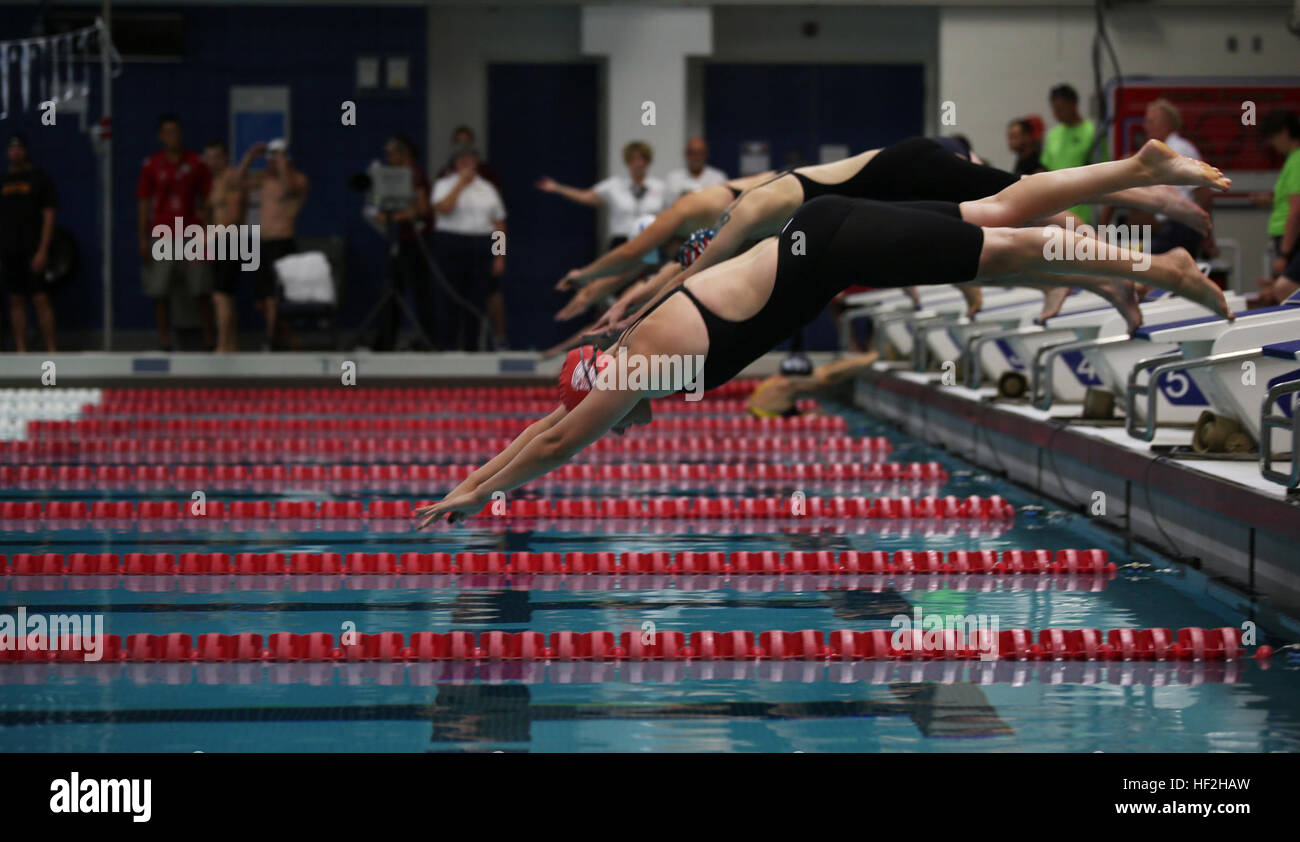 Staff Sgt. Maryann Miller from Clovis, California, dives first and ...