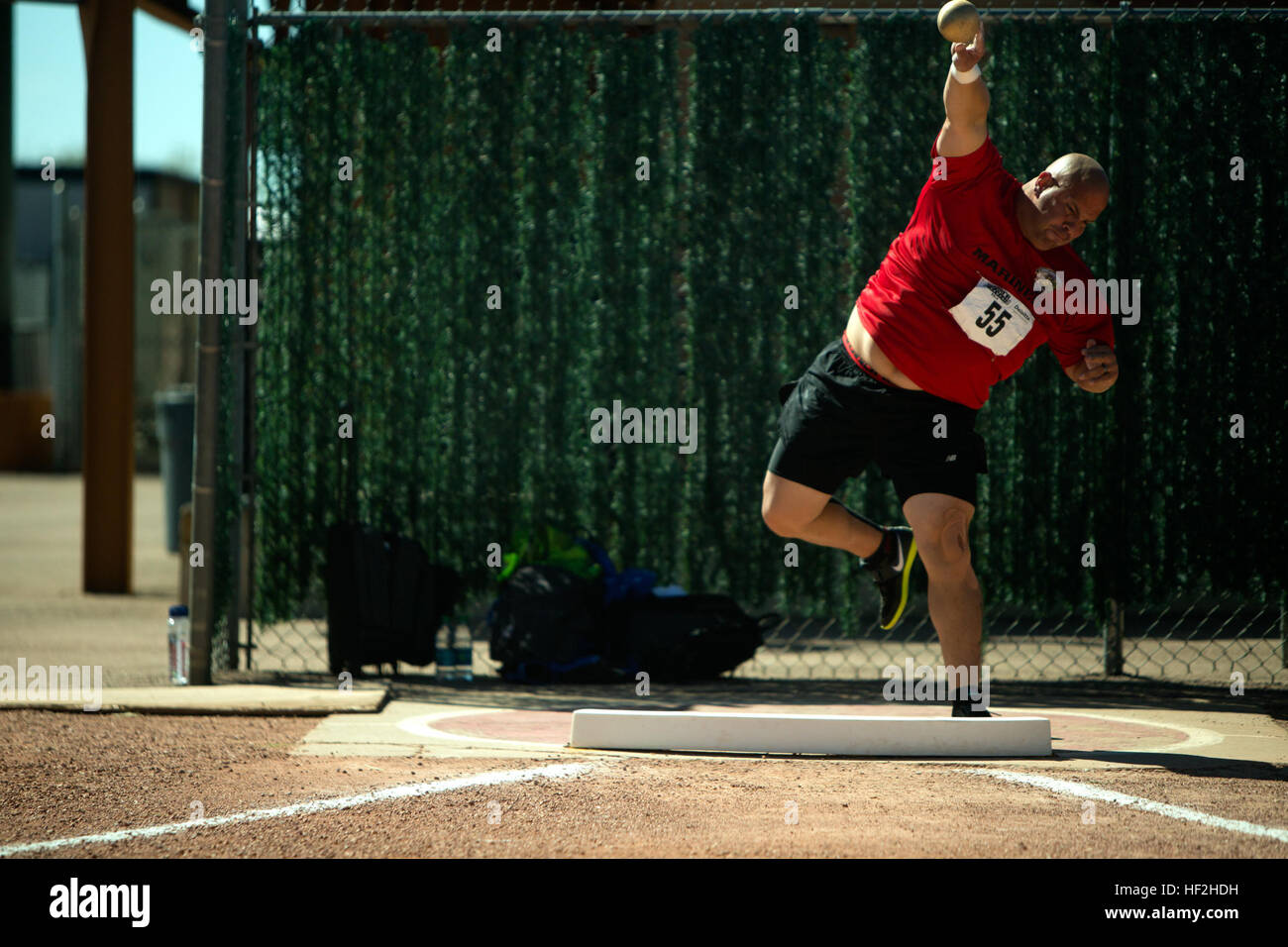 Cpl. Michael Politowicz, 32, a native of Mt. Clemens, Michigan, throws ...