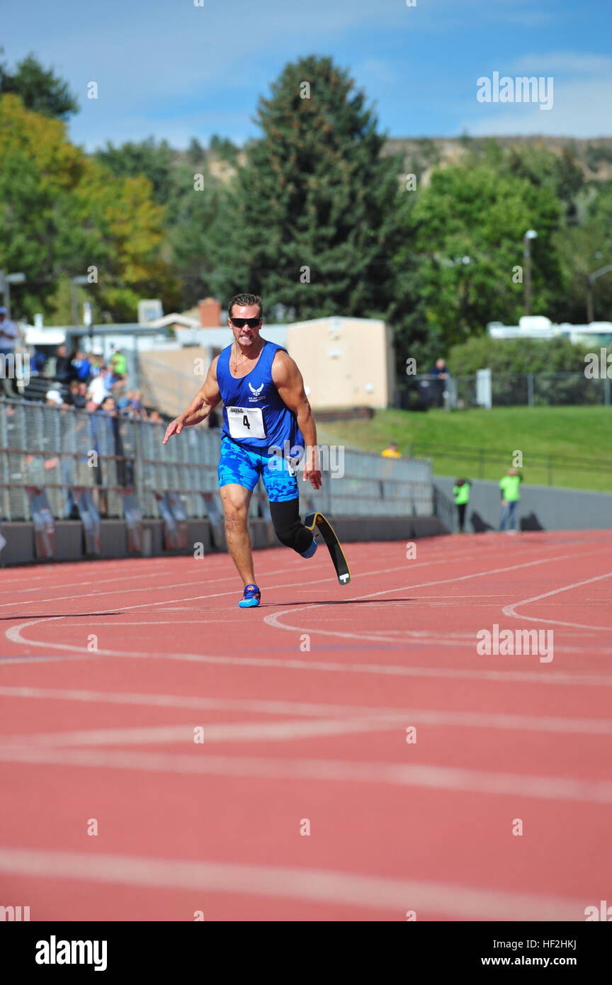 Air Force athlete Gideon Connelly runs in the 200-meter dash during the ...