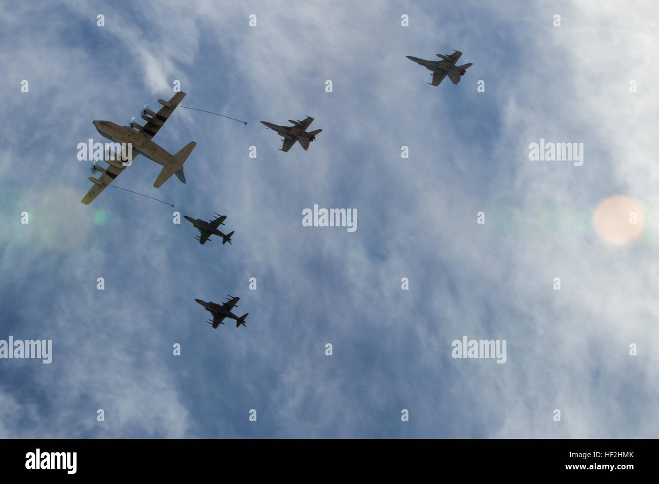 A U.S. Marine Corps KC-130 Hercules with Marine Aerial Refueler ...
