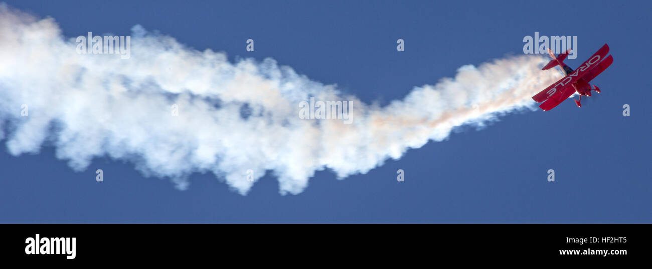 The “Oracle Challenger,” piloted by Sean D. Tucker, spirals through the ...