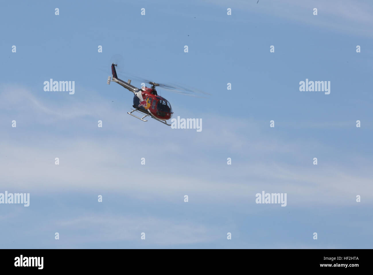 The Red Bull Helicopter takes a bow after its performance at the 2014 ...