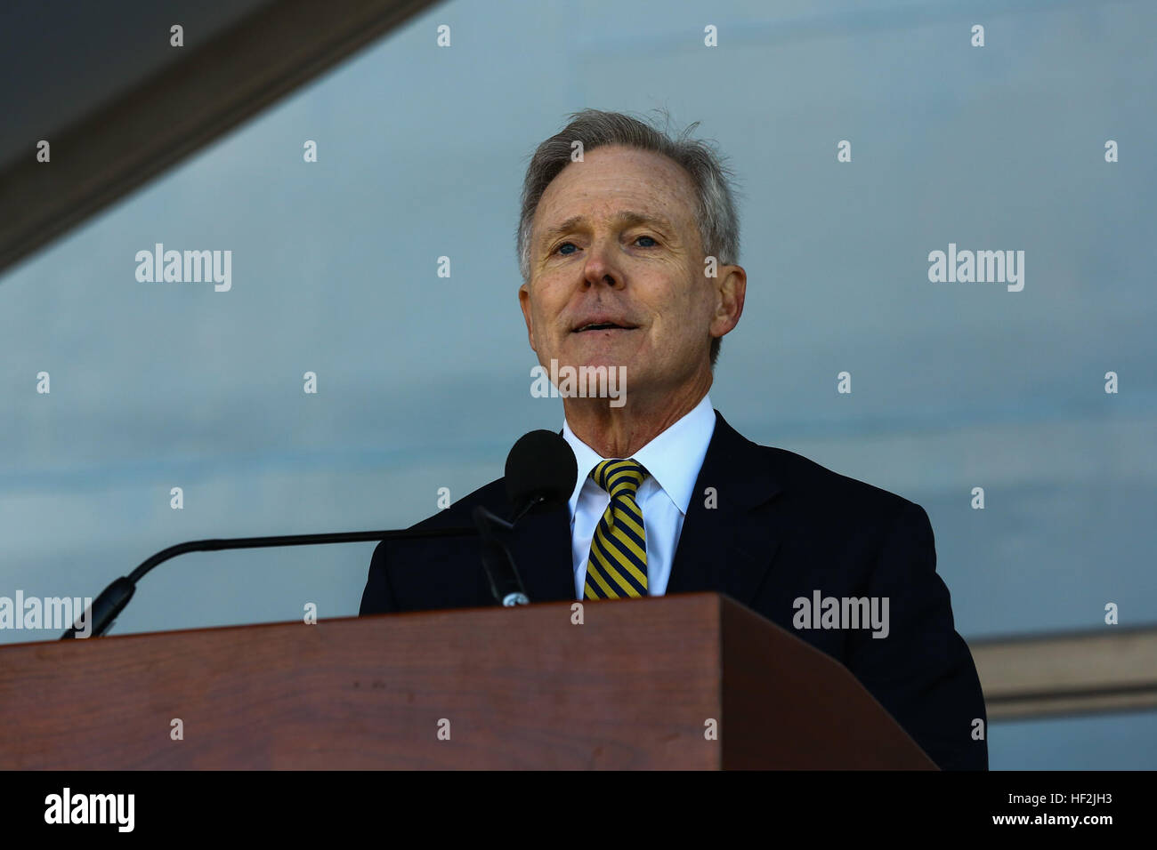 Secretary of the Navy Ray Mabus speaks at the Commissioning Ceremony ...