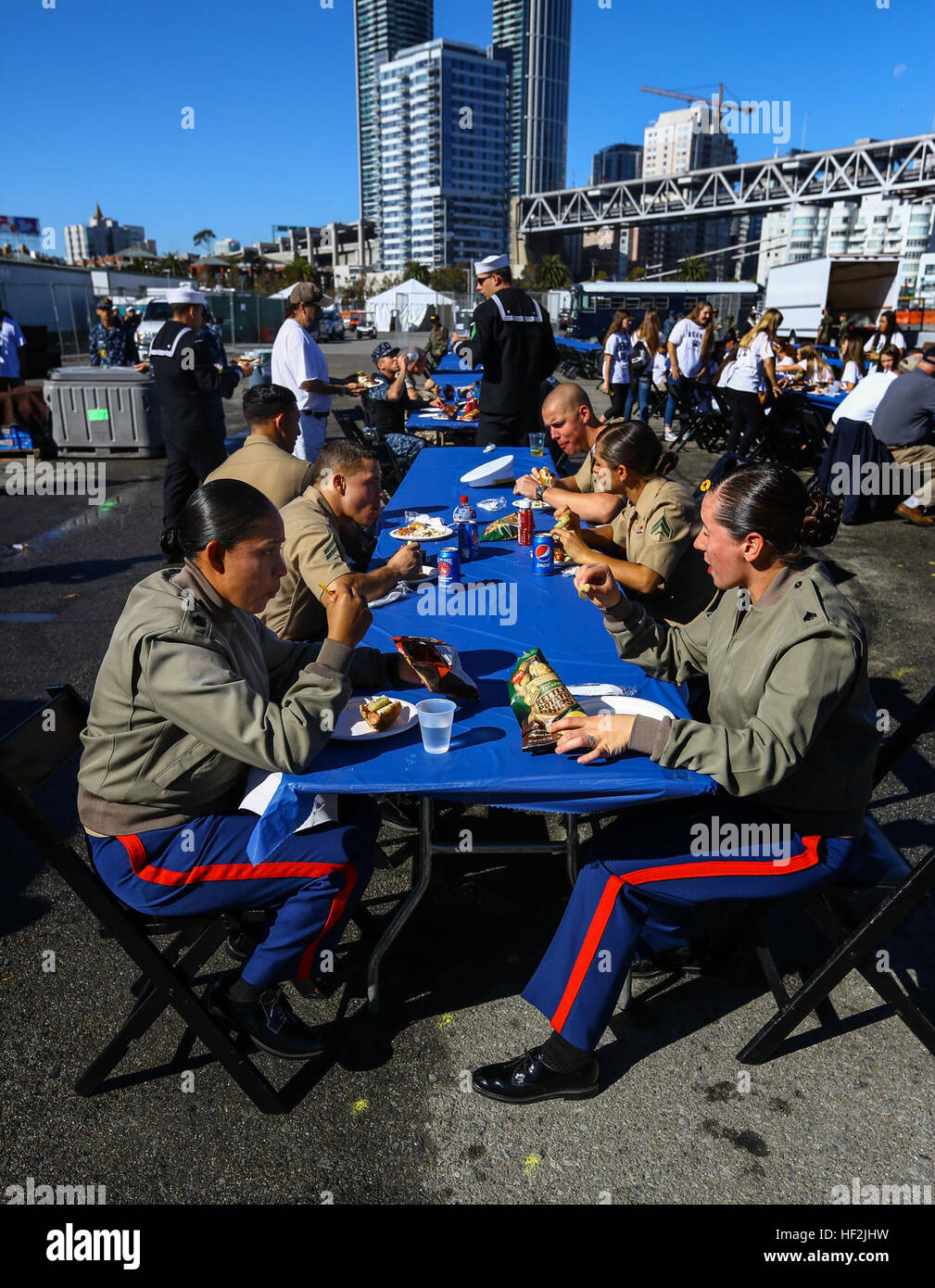 U.S. Marines and Sailors attend the 15th annual fleet week BBQ hosted ...