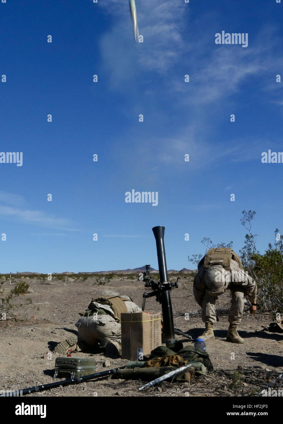 U.S. Marine Corps mortar men with 1st Battalion, 2nd Marine Regiment ...