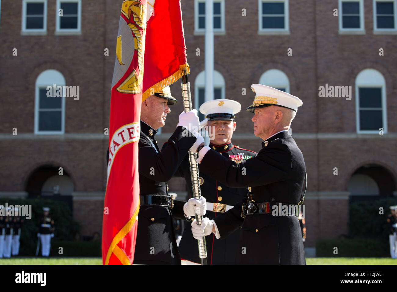 Gen. James Amos exchanges the Battle Colors of the Marine Corps with ...