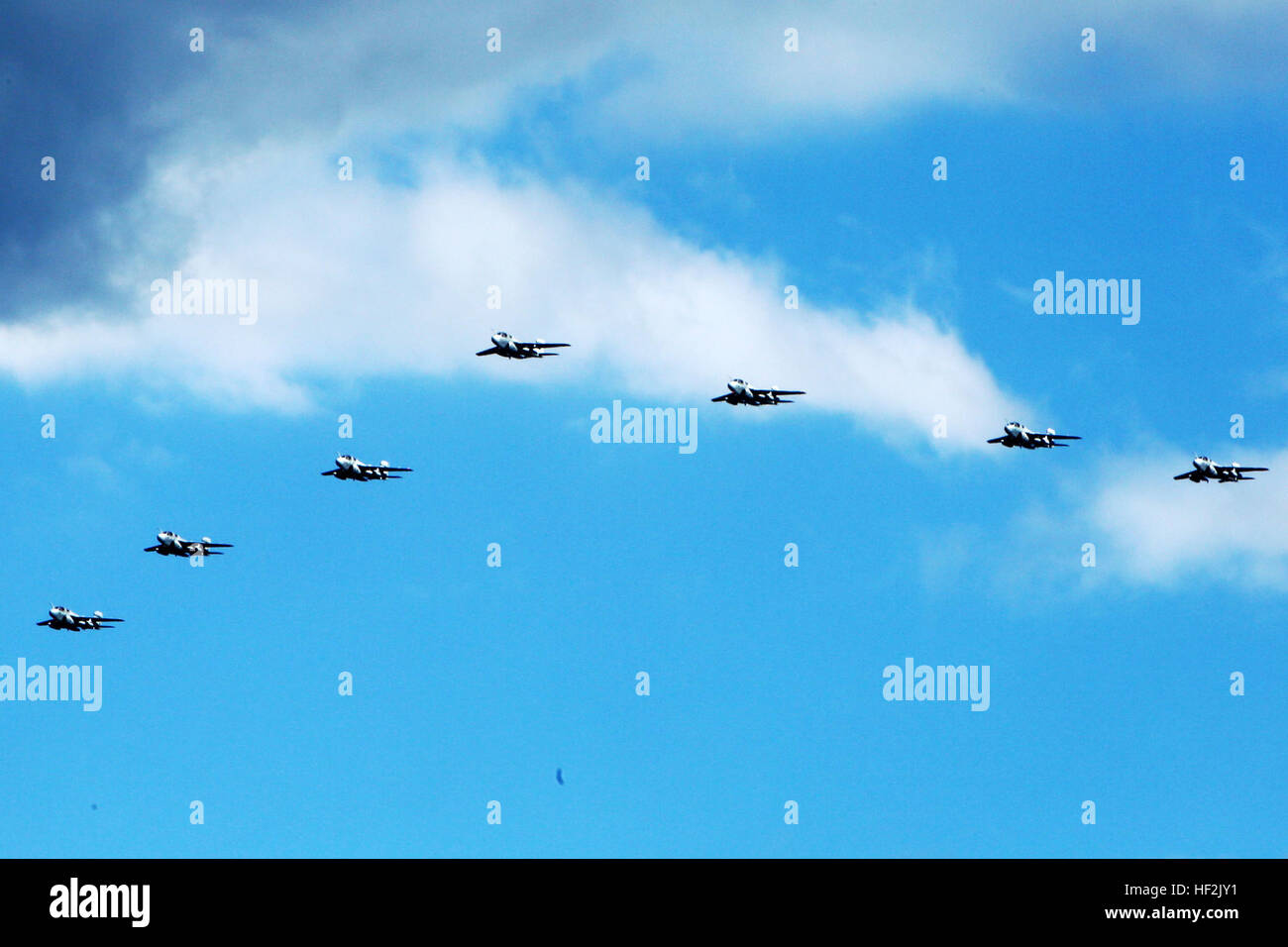 Seven EA-6B Prowlers fly in a vee formation over Marine Corps Air ...