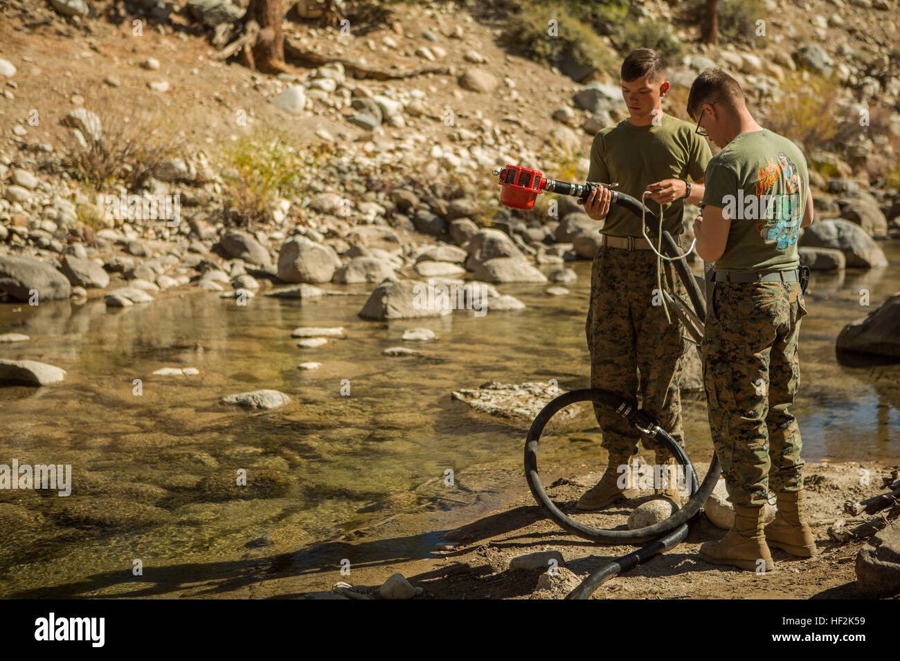 U.S. Marine Corps water support technicians with Headquarters and ...