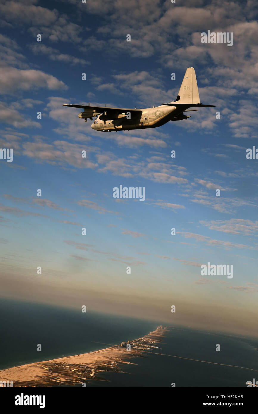 A KC-130J Super Hercules flies toward Hurlburt Air Force Base, Fla., to ...