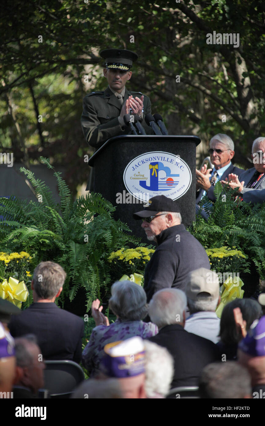U.S. Marine Corps Brig. Gen. Thomas Gorry, at podium, commanding ...