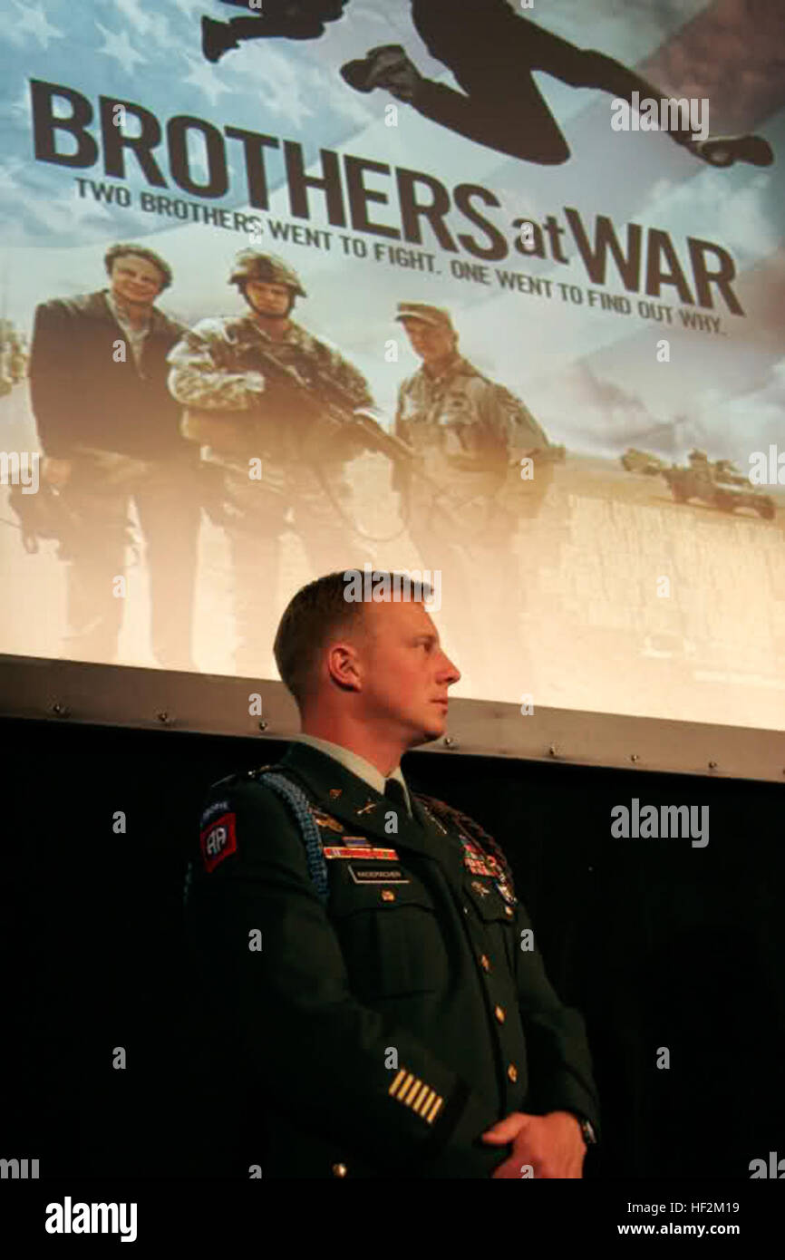 A U.S. Army officer appears at the premiere of the documentary ...