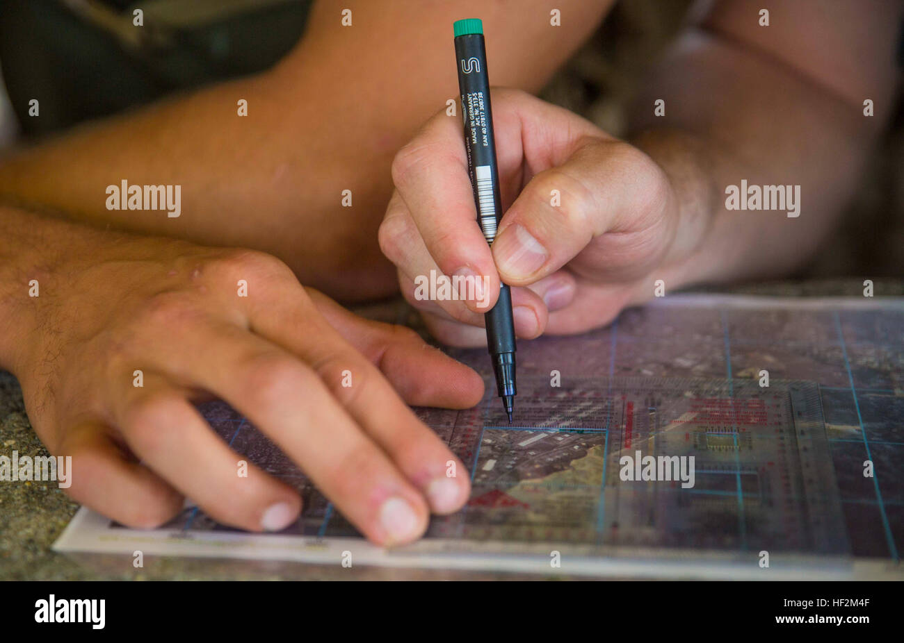 Marines plot out points for land navigation during a fundamental’s day ...