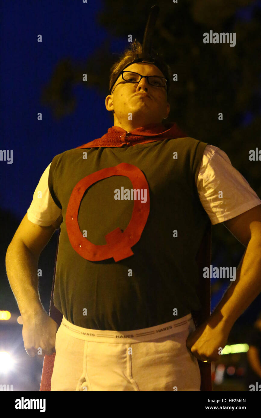 A U.S. Marine assigned to 2d Marine Aircraft Wing poses as "Quail Man ...