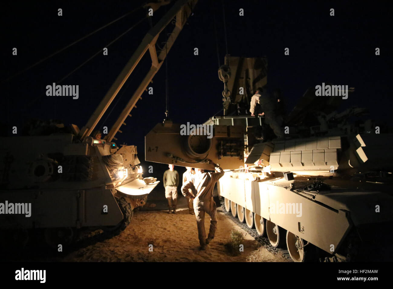 Marines with Company A, 1st Tank Battalion work together with 1st ...