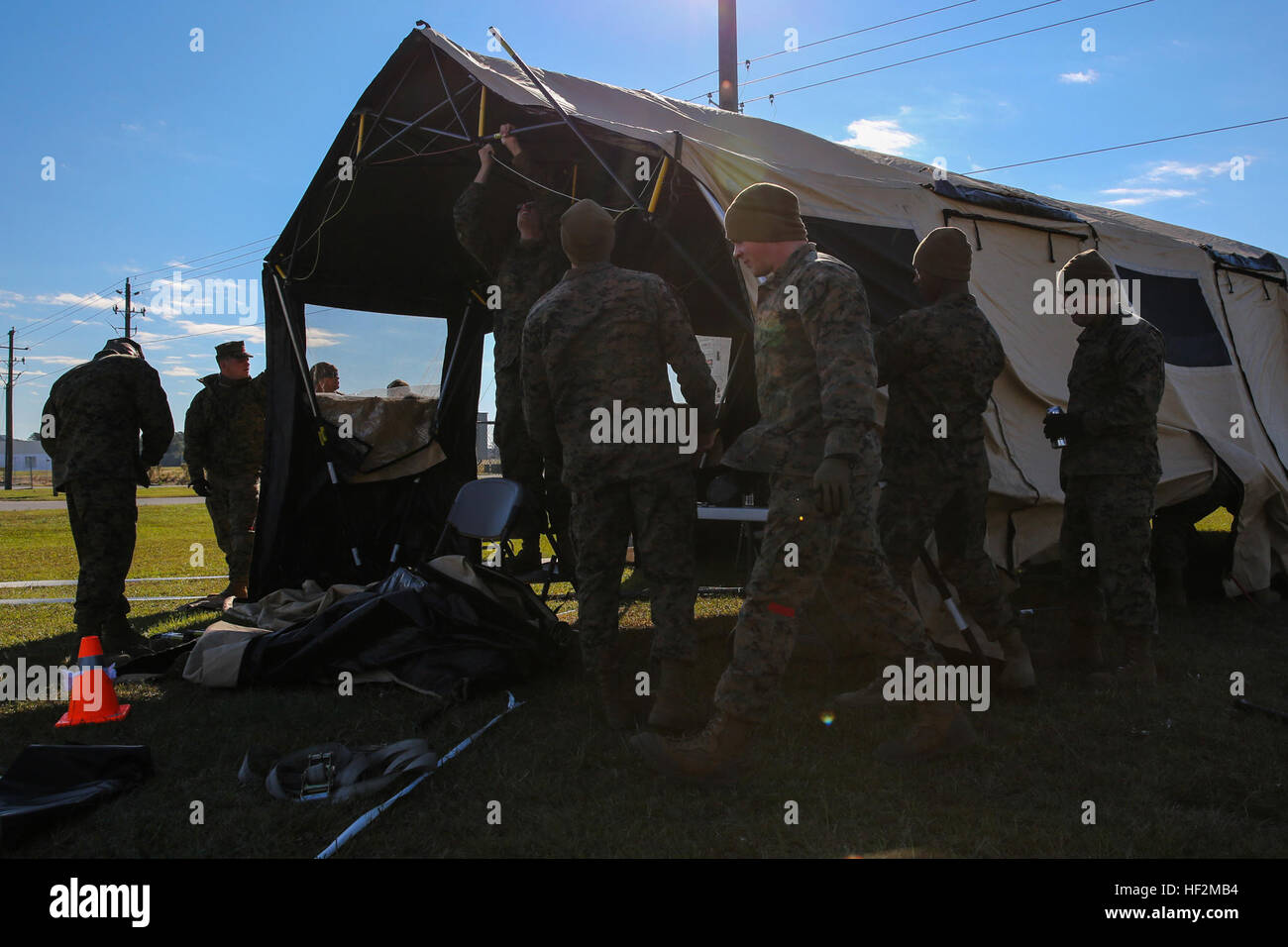 Marines from Marine Wing Support Squadron 272 set up an Evacuation ...