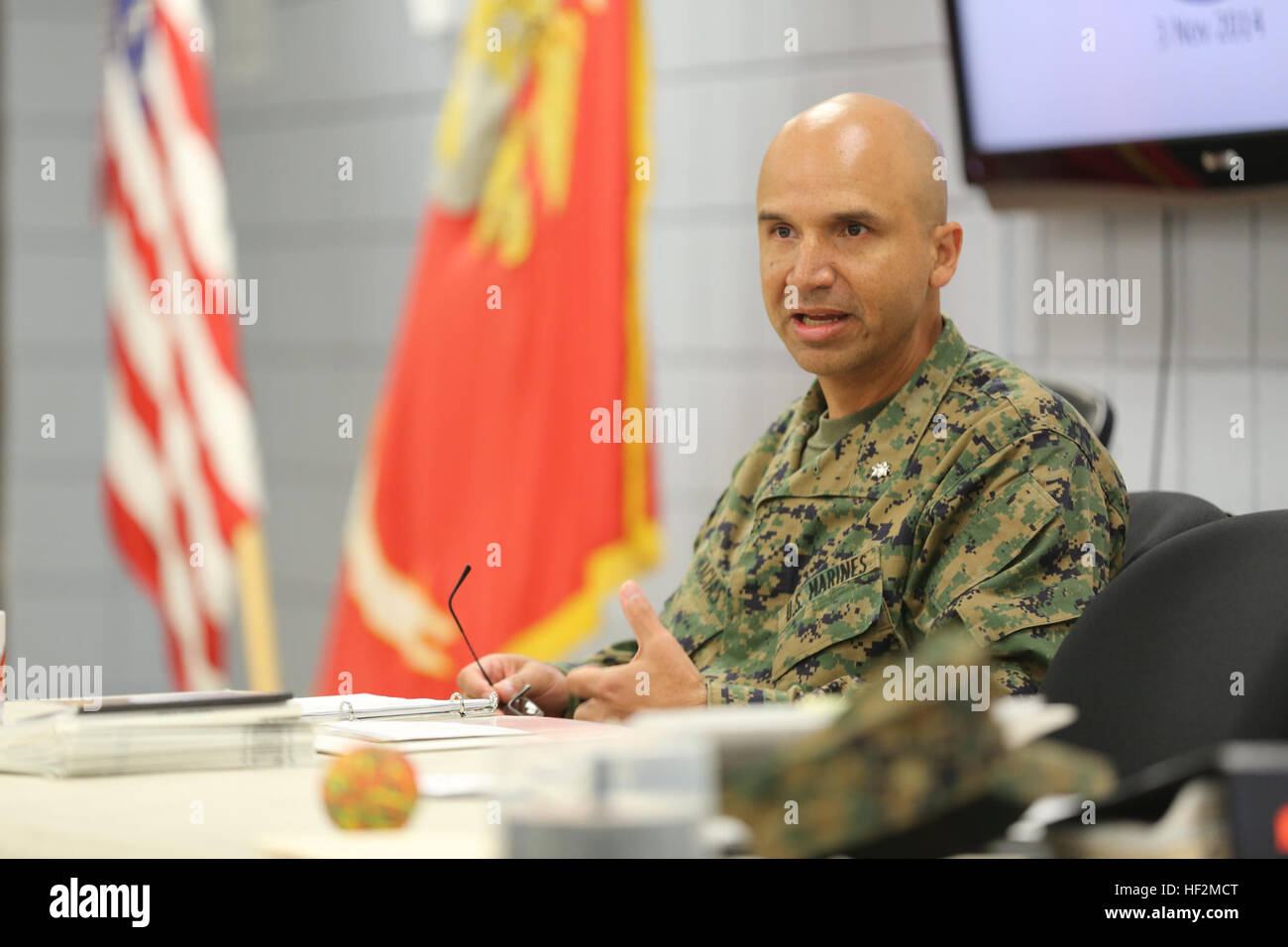 Lt. Col. Jaime Macias explains the importance of leadership during a ...