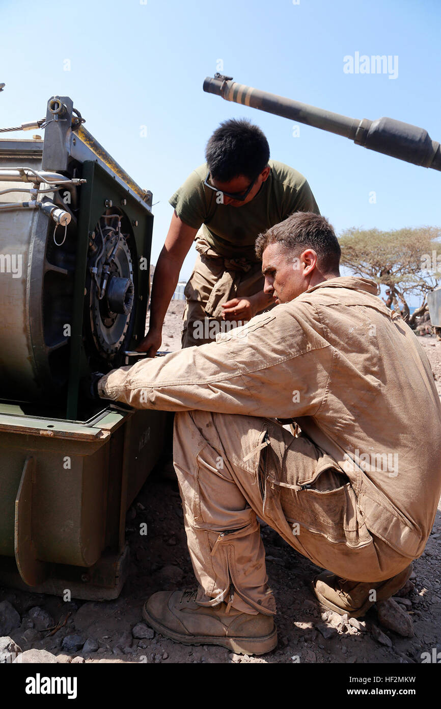 U.S. Marines with the 1st Tank Battalion detachment, Battalion Landing ...