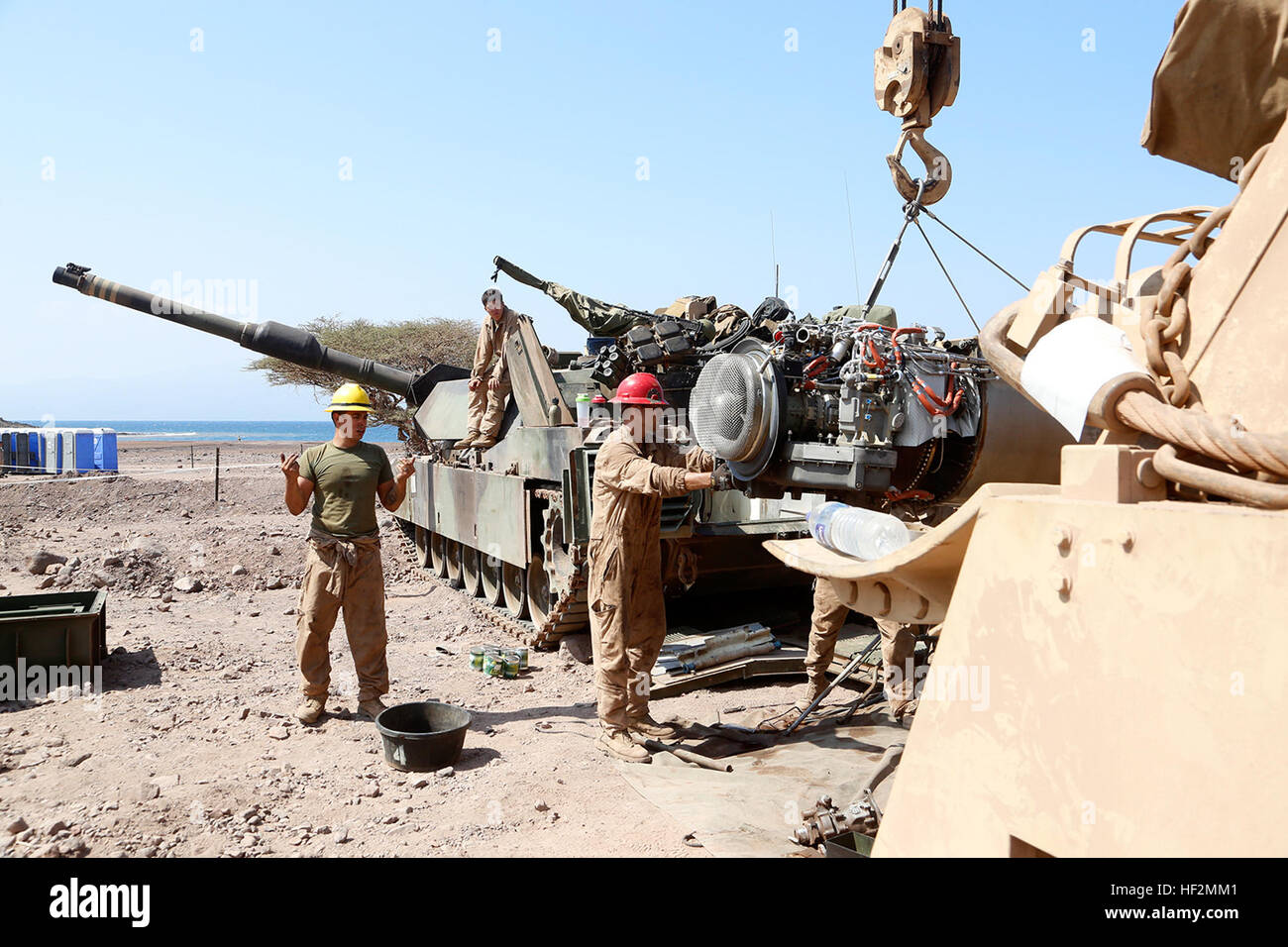U.S. Marines with the 1st Tank Battalion detachment, Battalion Landing ...