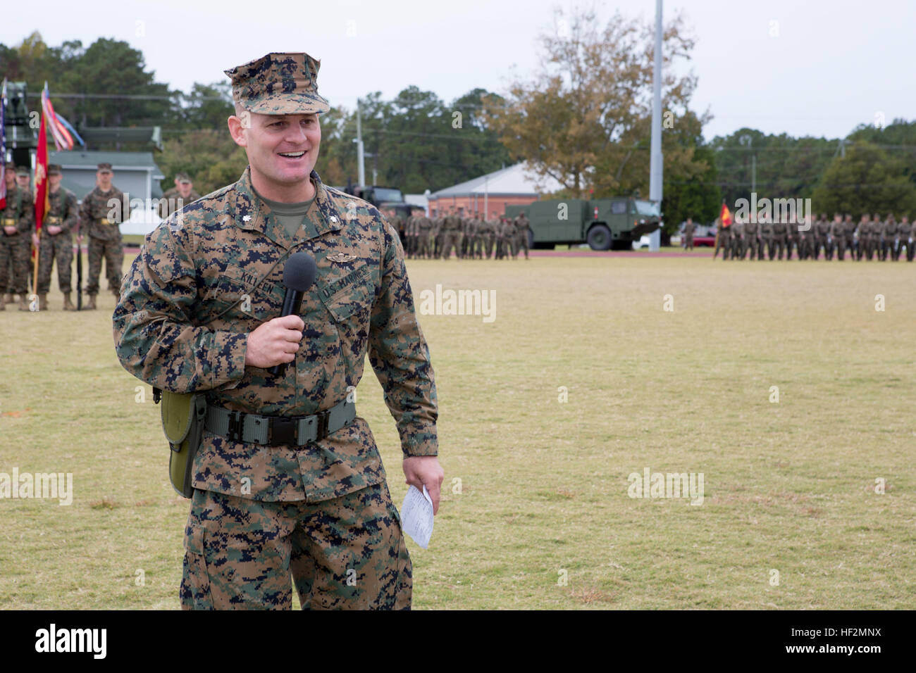 U.S. Marine Corps Lt. Col. Sean C. Killeen addresses the audience ...