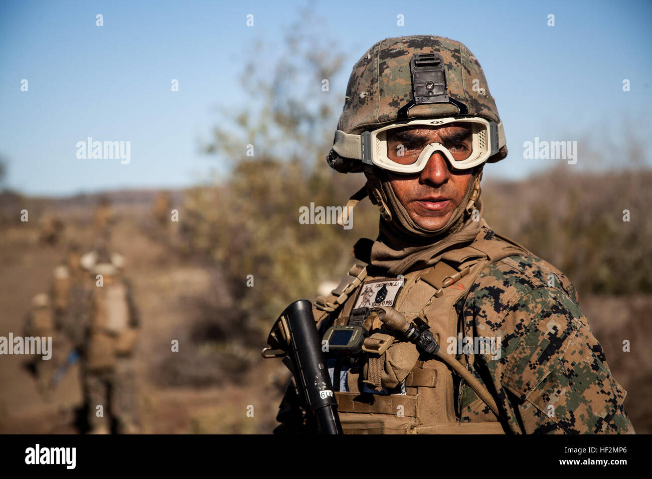 U.S. Marine Staff Sgt. Jorge Calderon patrols during a security element ...