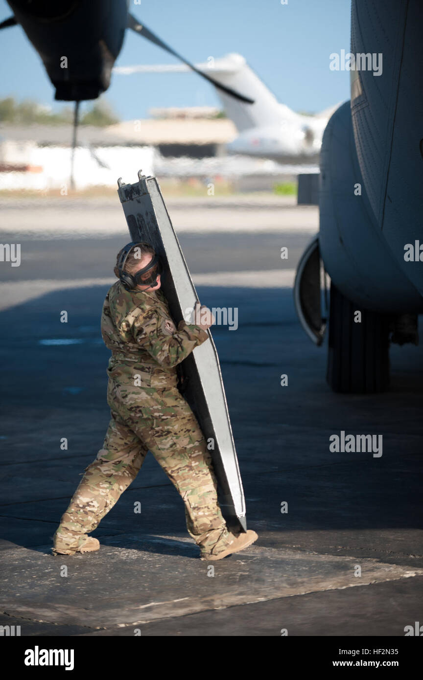 U.S. Air Force Staff Sgt. Kassondra Cline, a loadmaster for the 787th ...