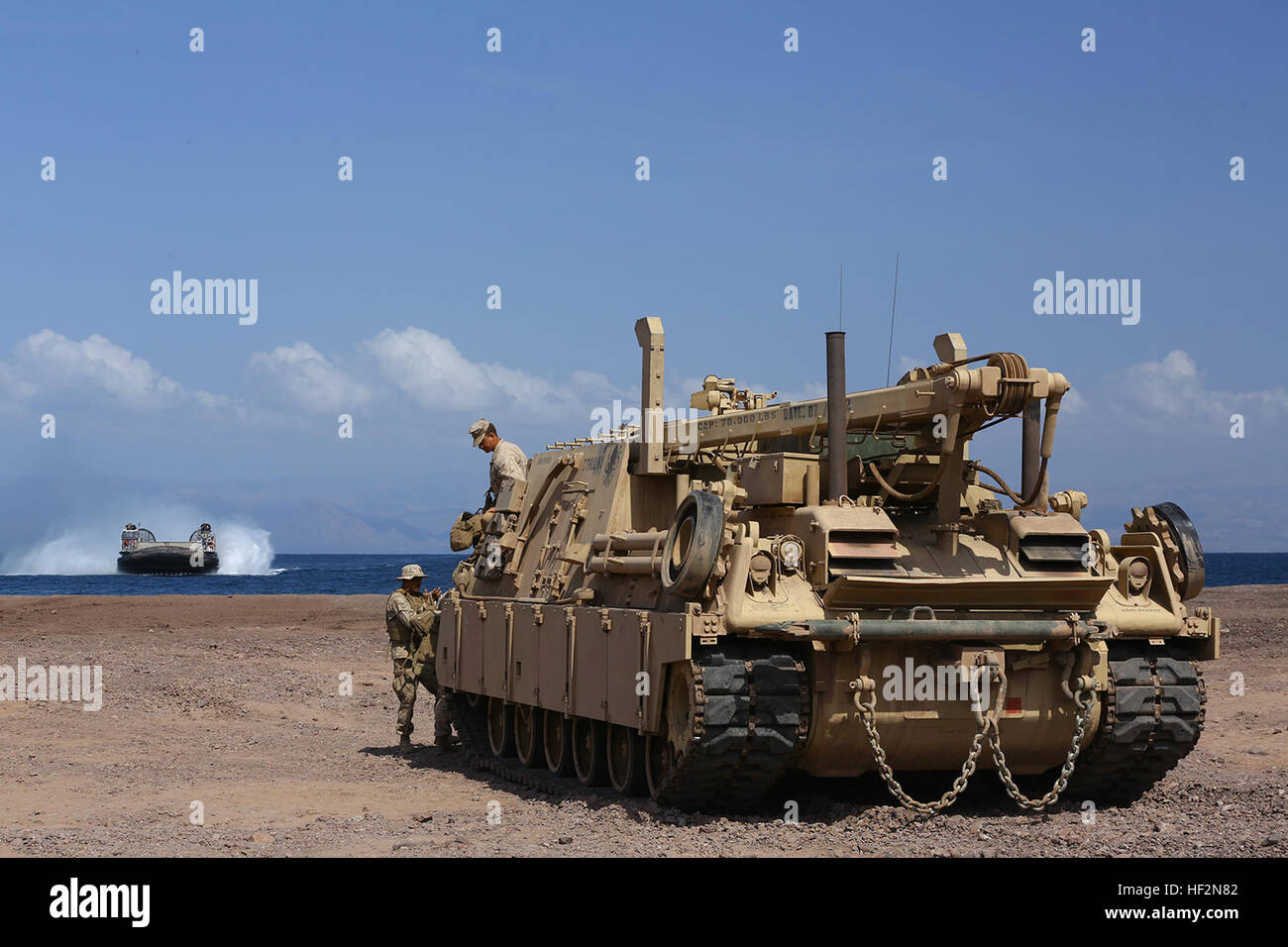 U.S. Marines with the 1st Tank Battalion detachment, Battalion Landing ...