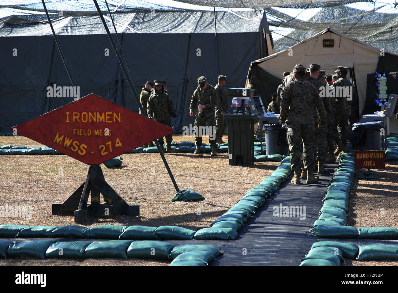 Marines enter the Marine Wing Support Squadron 274 Ironmen field mess ...