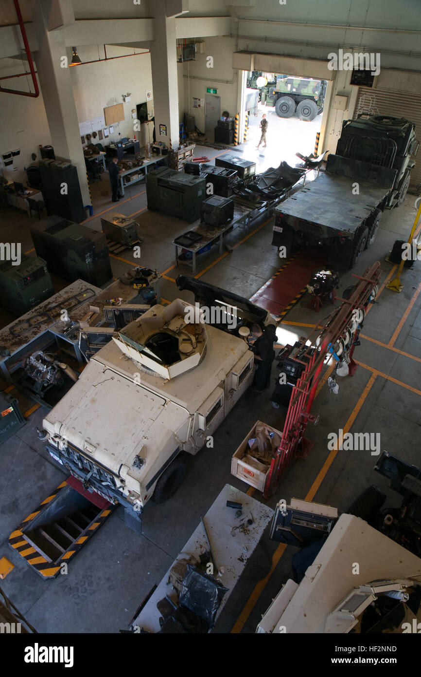 Marines with maintenance platoon, Combat Logistics Battalion 31, work ...