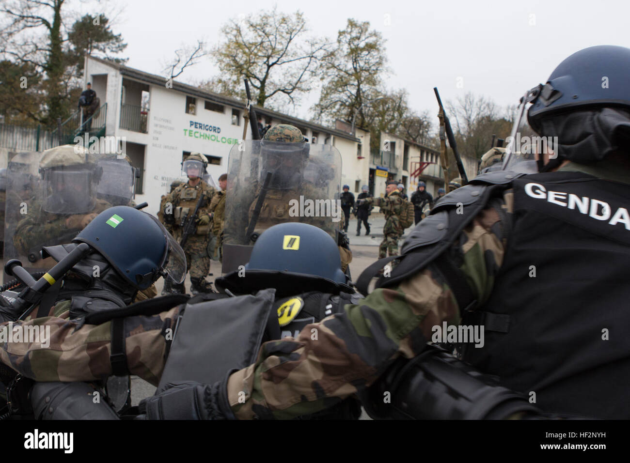French Gendarmes with Mobile Gendarmeries Armored Group role-play as ...