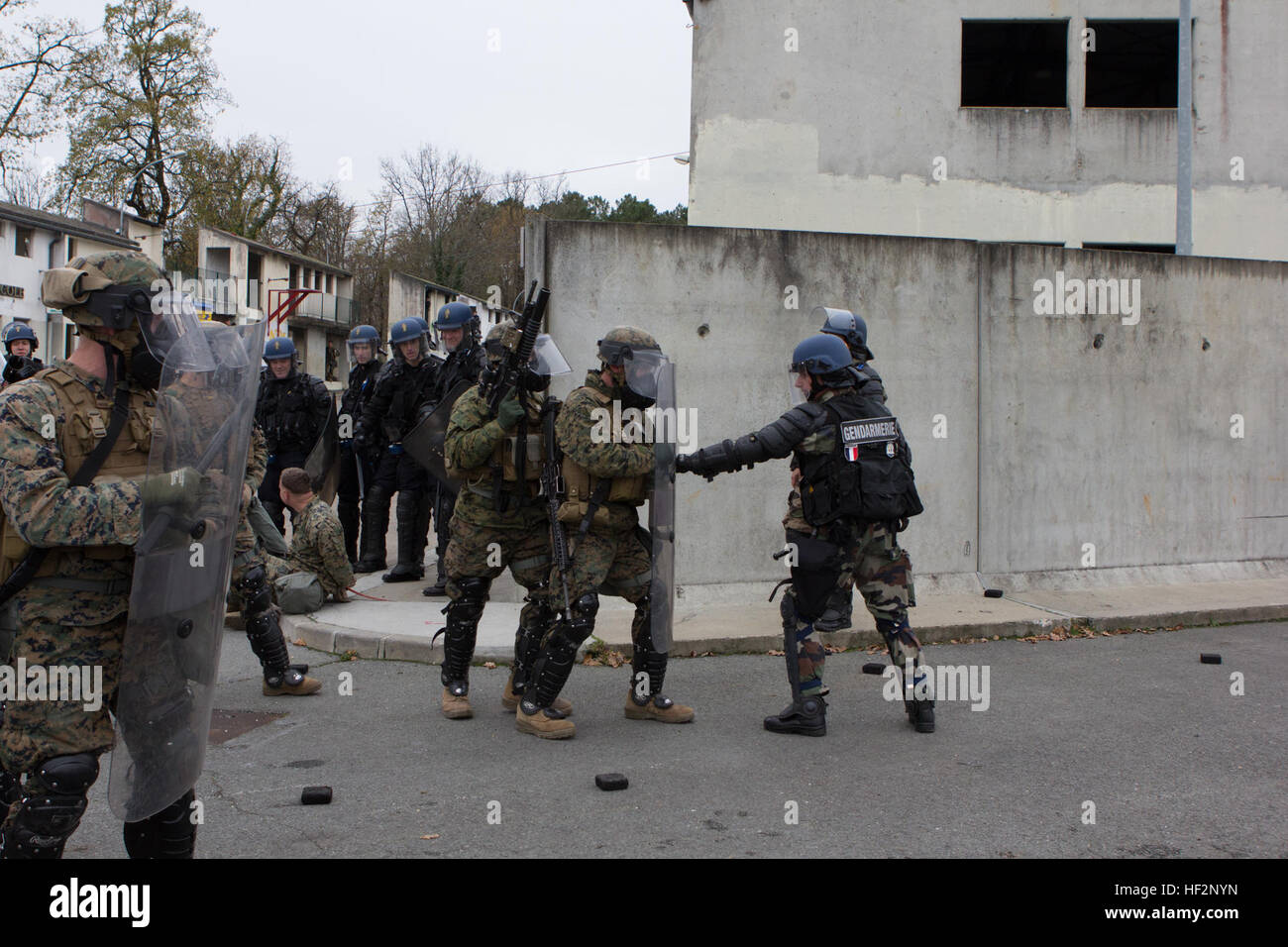 French Gendarmes with Mobile Gendarmeries Armored Group role-play as ...