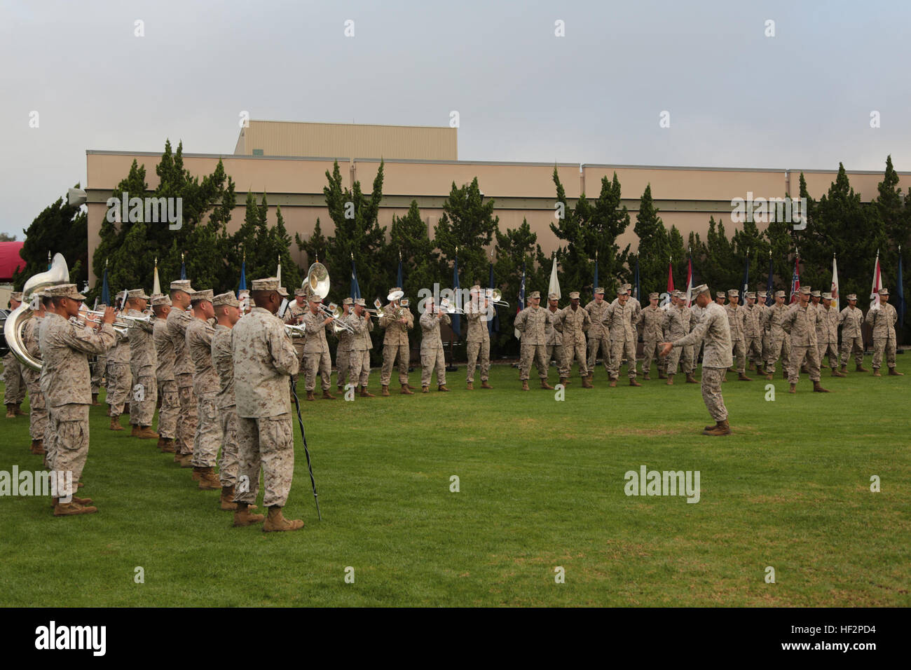 The 3rd Marine Aircraft Wing (MAW) band performs during a morning ...