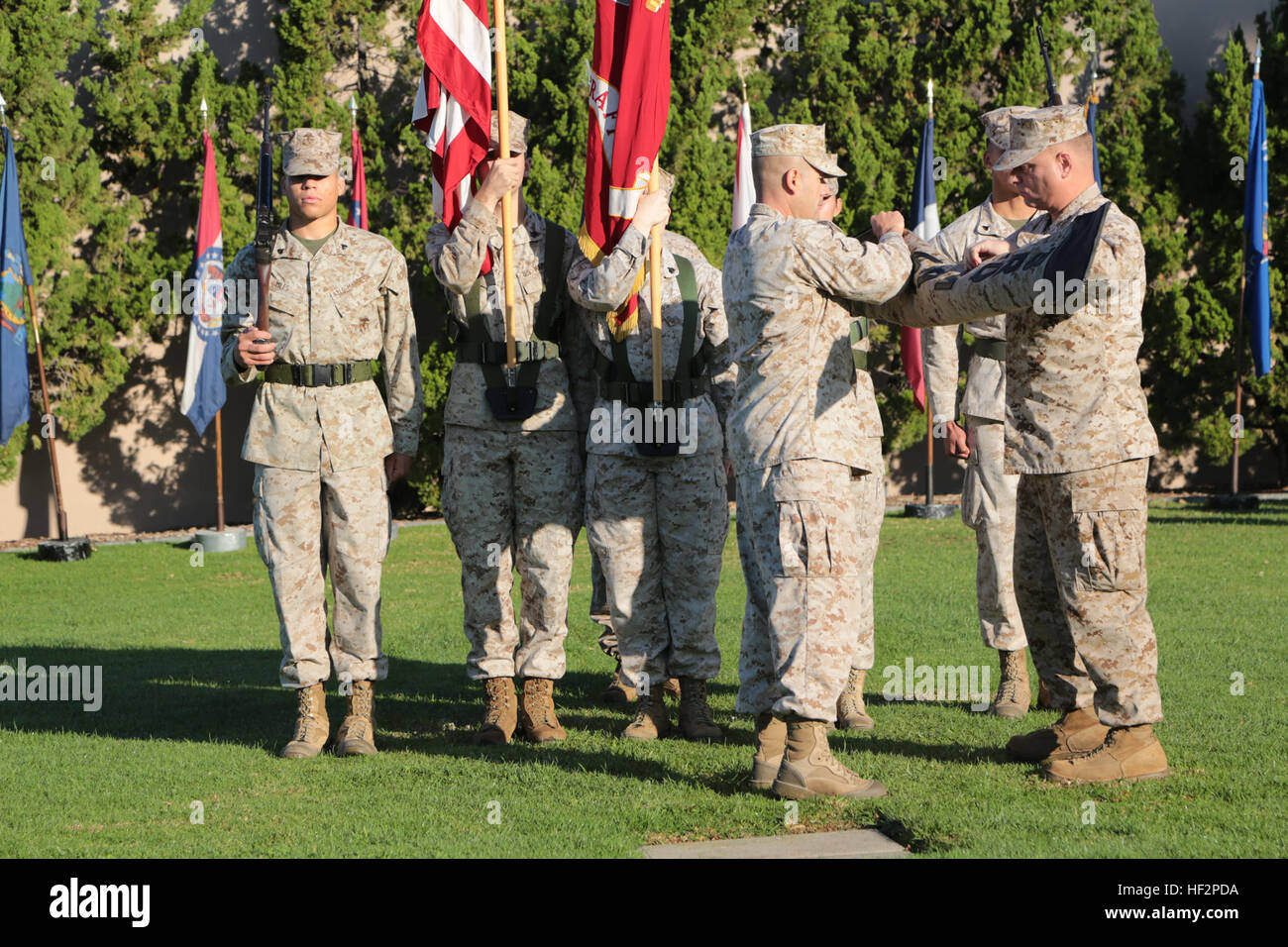 U.S. Marines Col. Patrick Gramuglia, right, commanding officer of ...