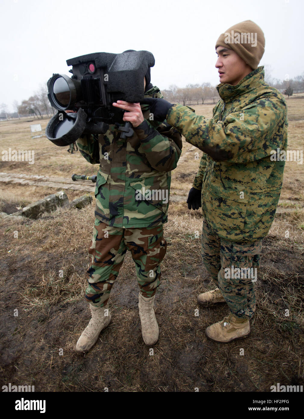 A Moldovan soldier sights in with the Command Launch Unit, the ...
