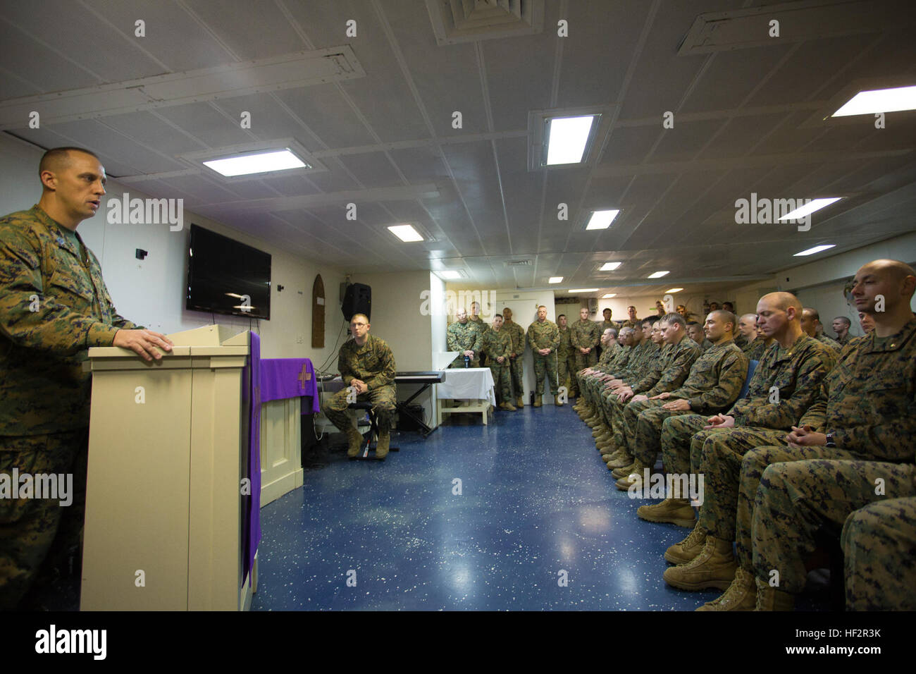 Sergeant Maj. Jacob M. Reiff, left, sergeant major of Battalion Landing ...