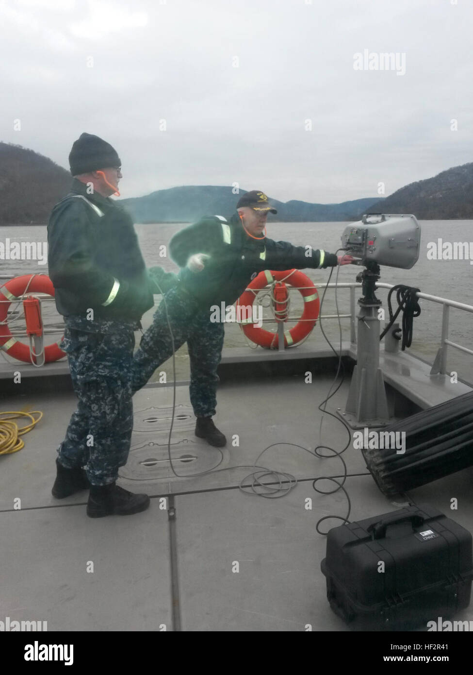 New York Naval Militia members train with an LRAD 300 loud speaker on ...