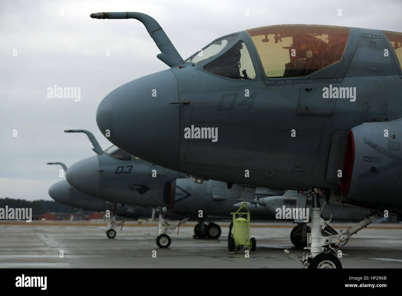 Several EA-6B Prowler electronic warfare aircraft belonging to Marine ...