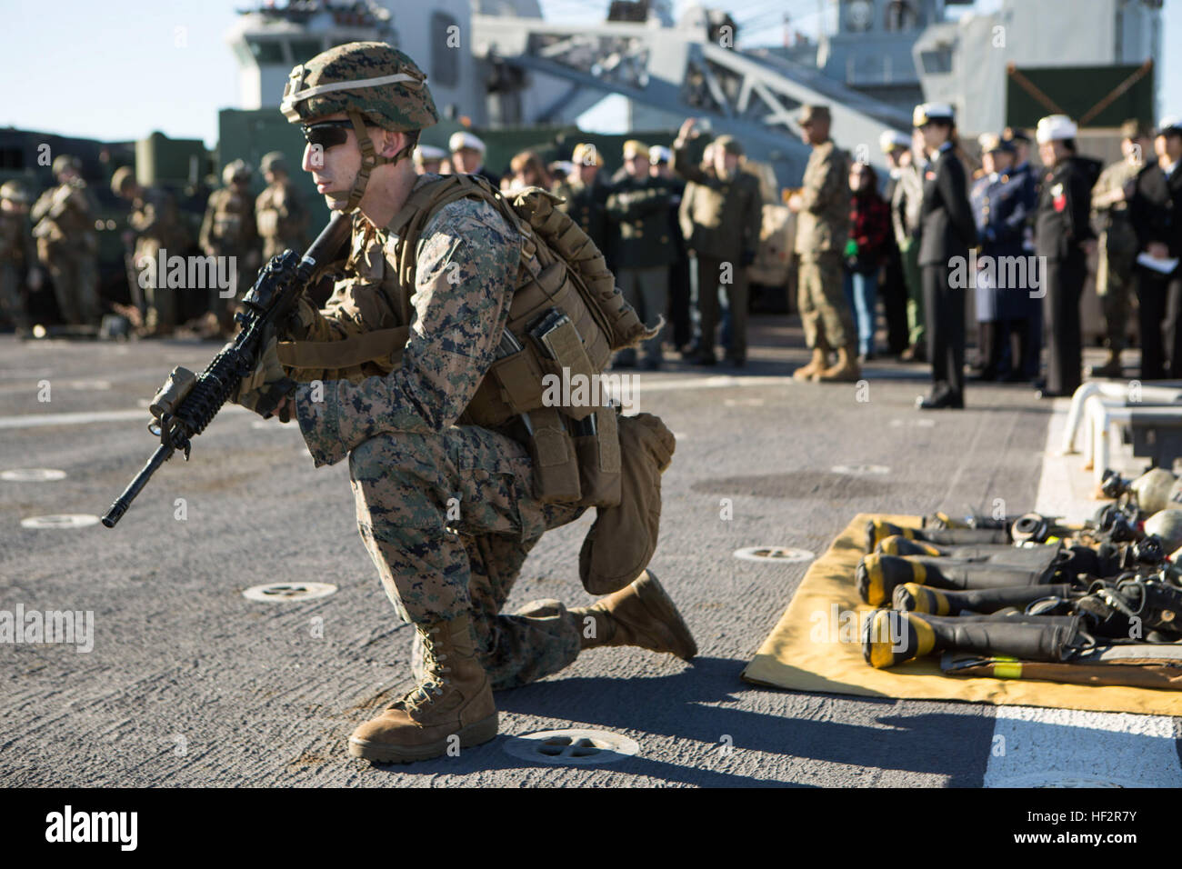 A Marine machine gunner with Battalion Landing Team, 3rd Battalion, 6th ...