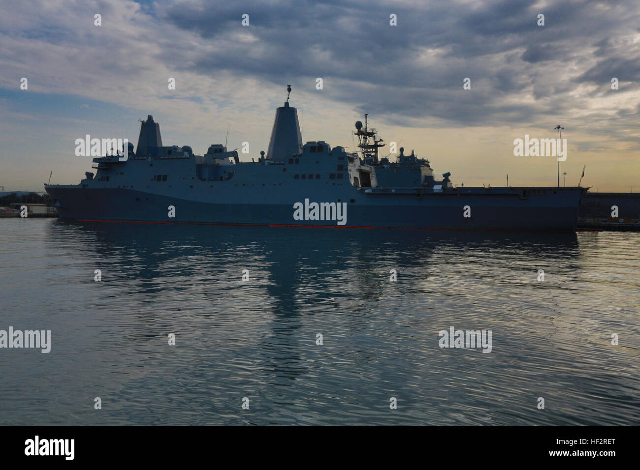 The USS Anchorage waits pierside for its upcoming deployment with the ...