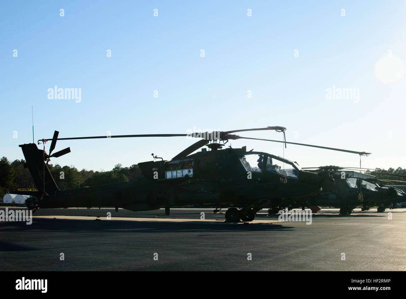 North Carolina National Guard AH-64D Apache Longbow helicopters sit on ...