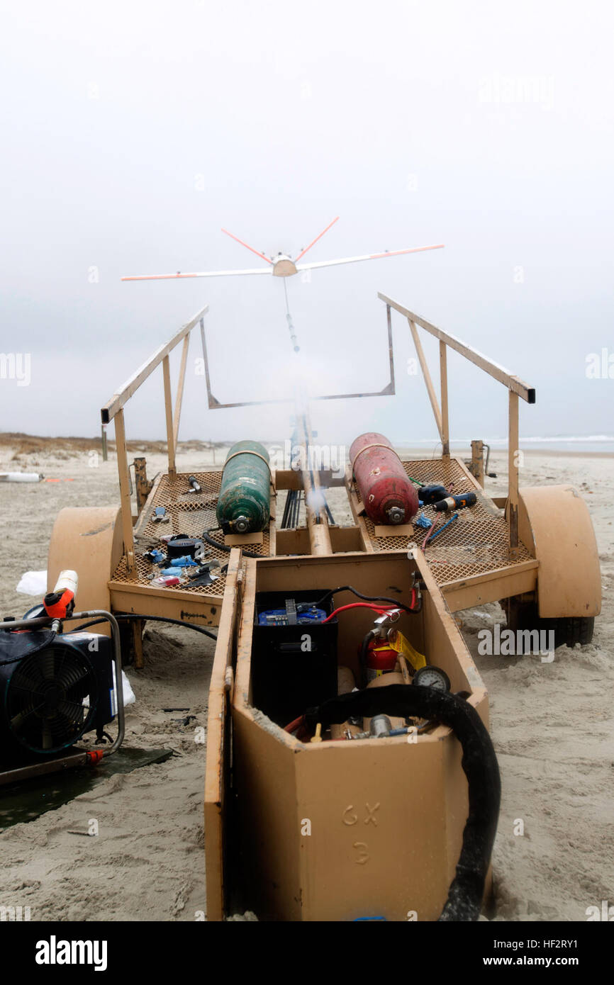 A Remote Piloted Vehicle Target launches off a base during a live-fire ...