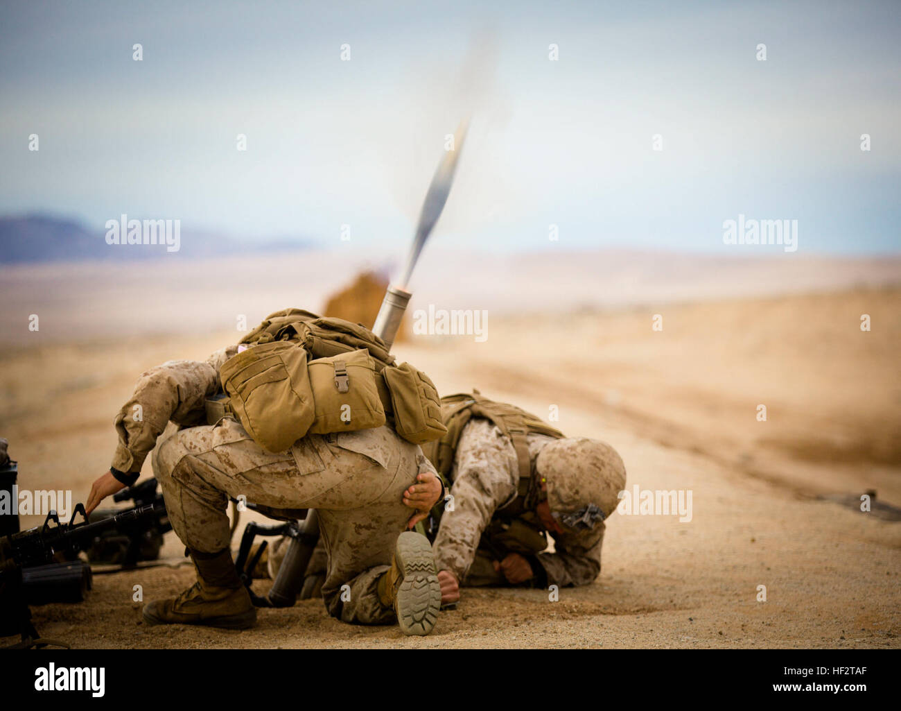 U.S. Marines assigned to mortar section, Fox Company, 2nd Battalion ...