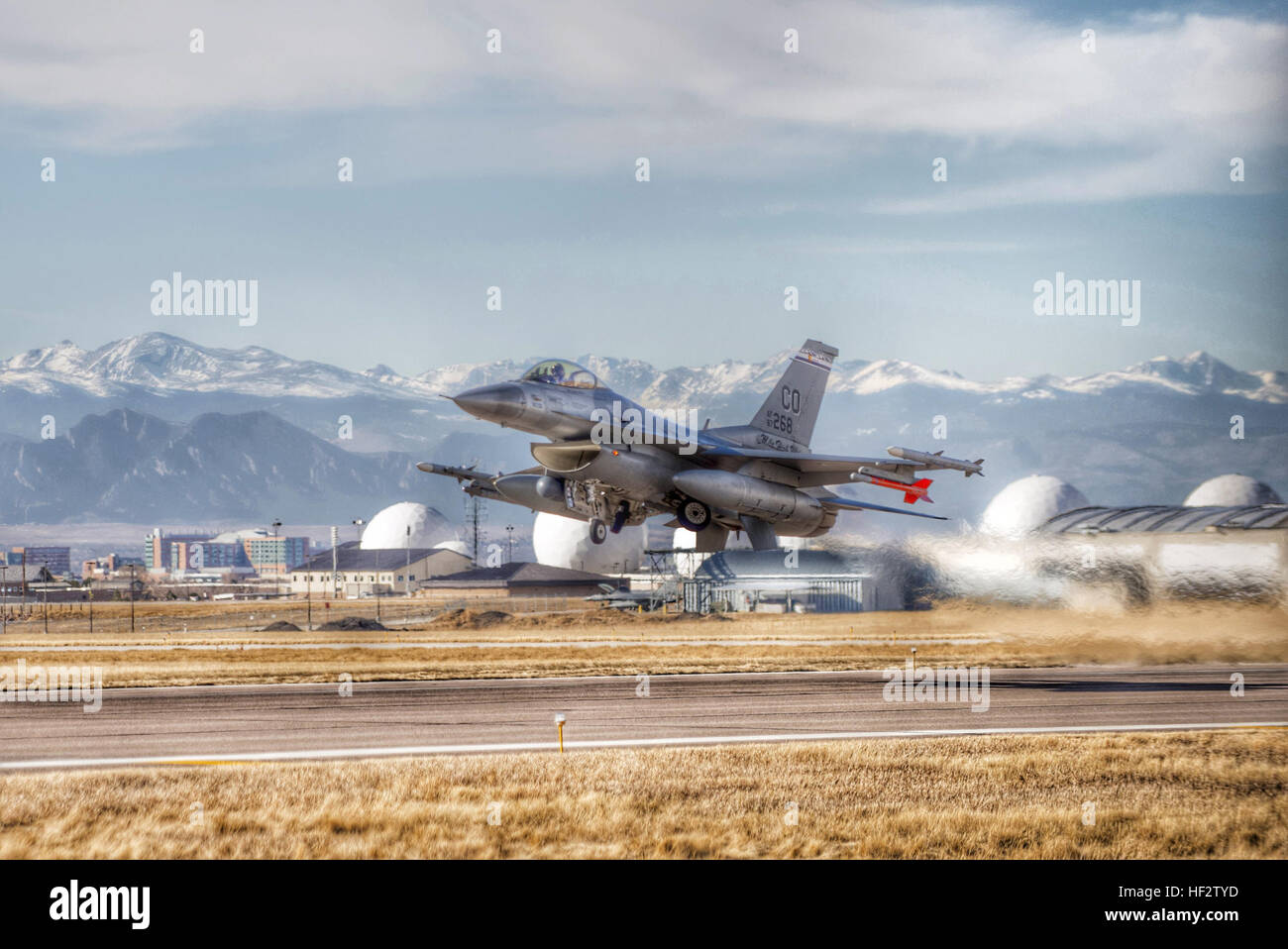 A U.S. Air Force F-16 Fighting Falcon from the 120th Fighter Squadron ...