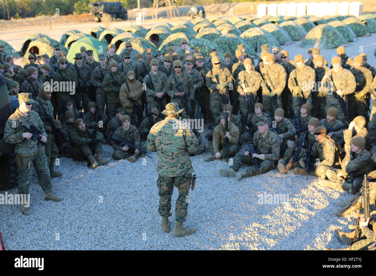 A supply warehouse chief from Marine Air Control Squadron 2 briefed ...