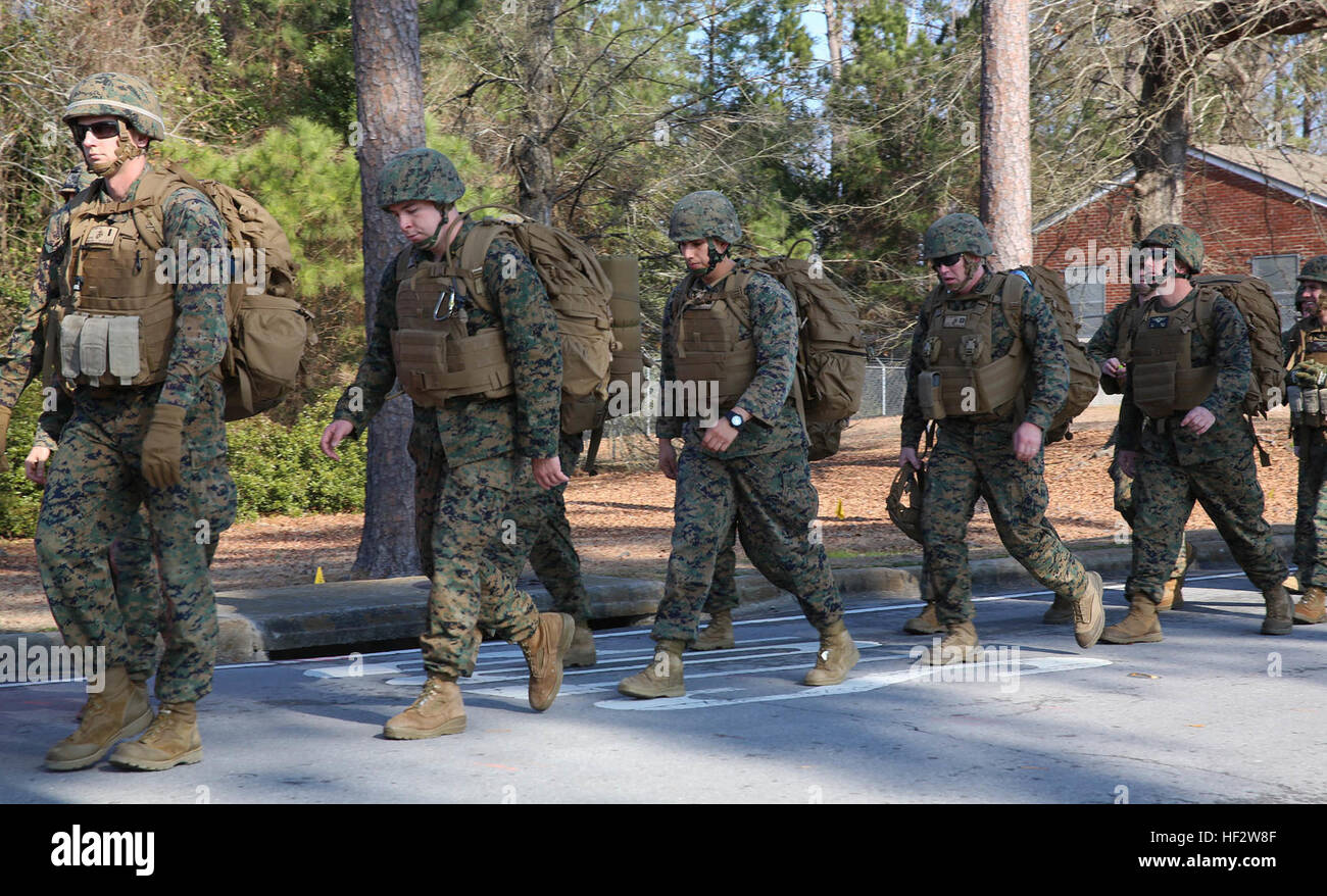 U.S. Marines with the 22nd Marine Expeditionary Unit march in a five ...