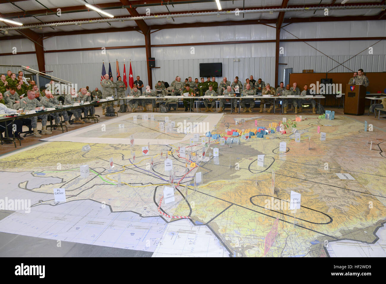 Participants of the 38th Infantry Division Warfighter Exercise provide ...