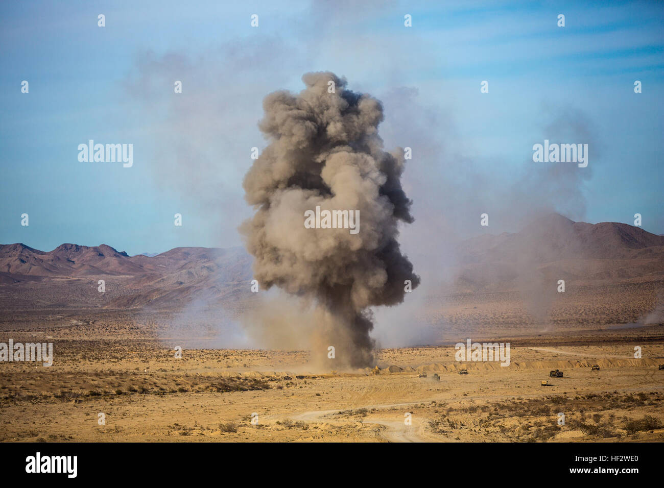 An explosion takes place while Delta Company, 1st Tanks Battalion, 1st ...