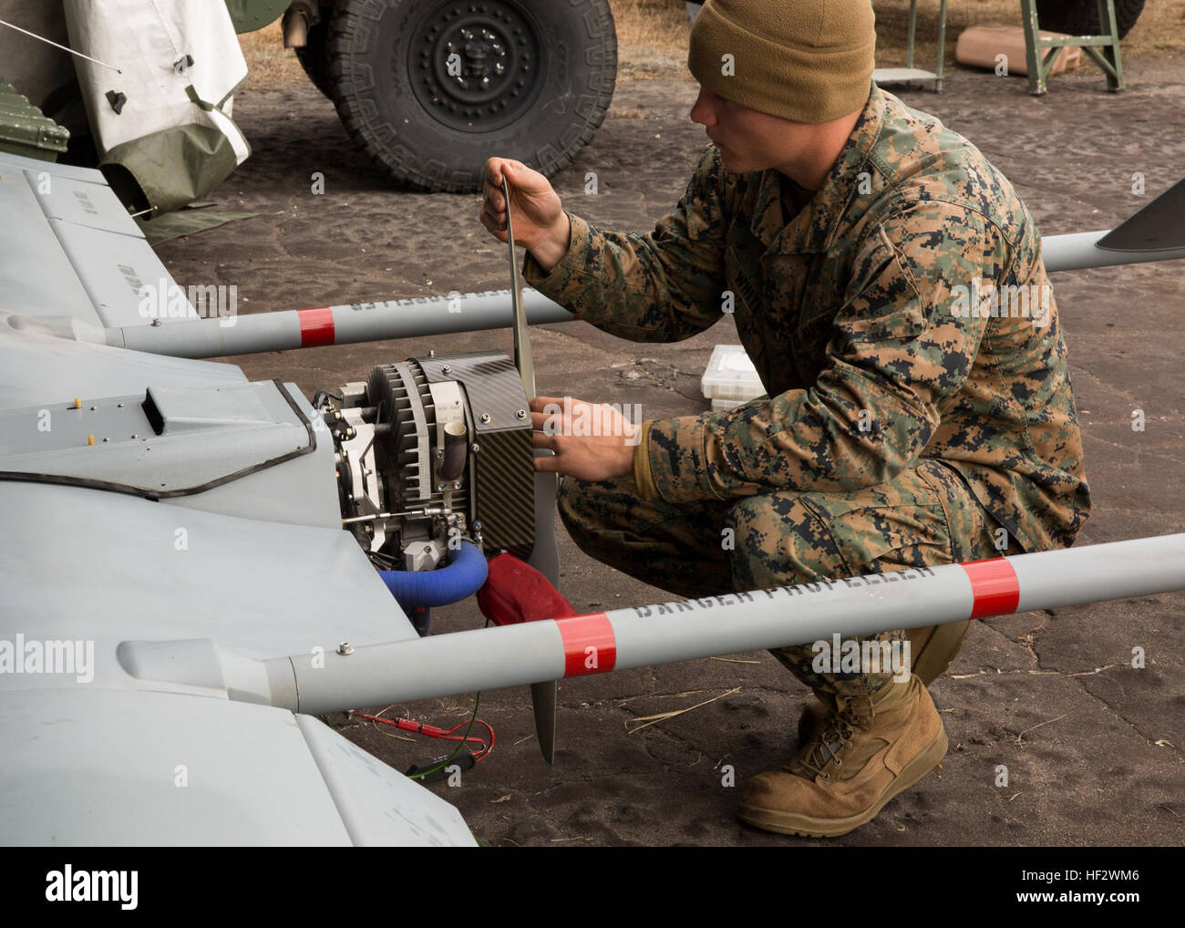 Corporal Hunter White, an aviation technician with Marine Unmanned ...