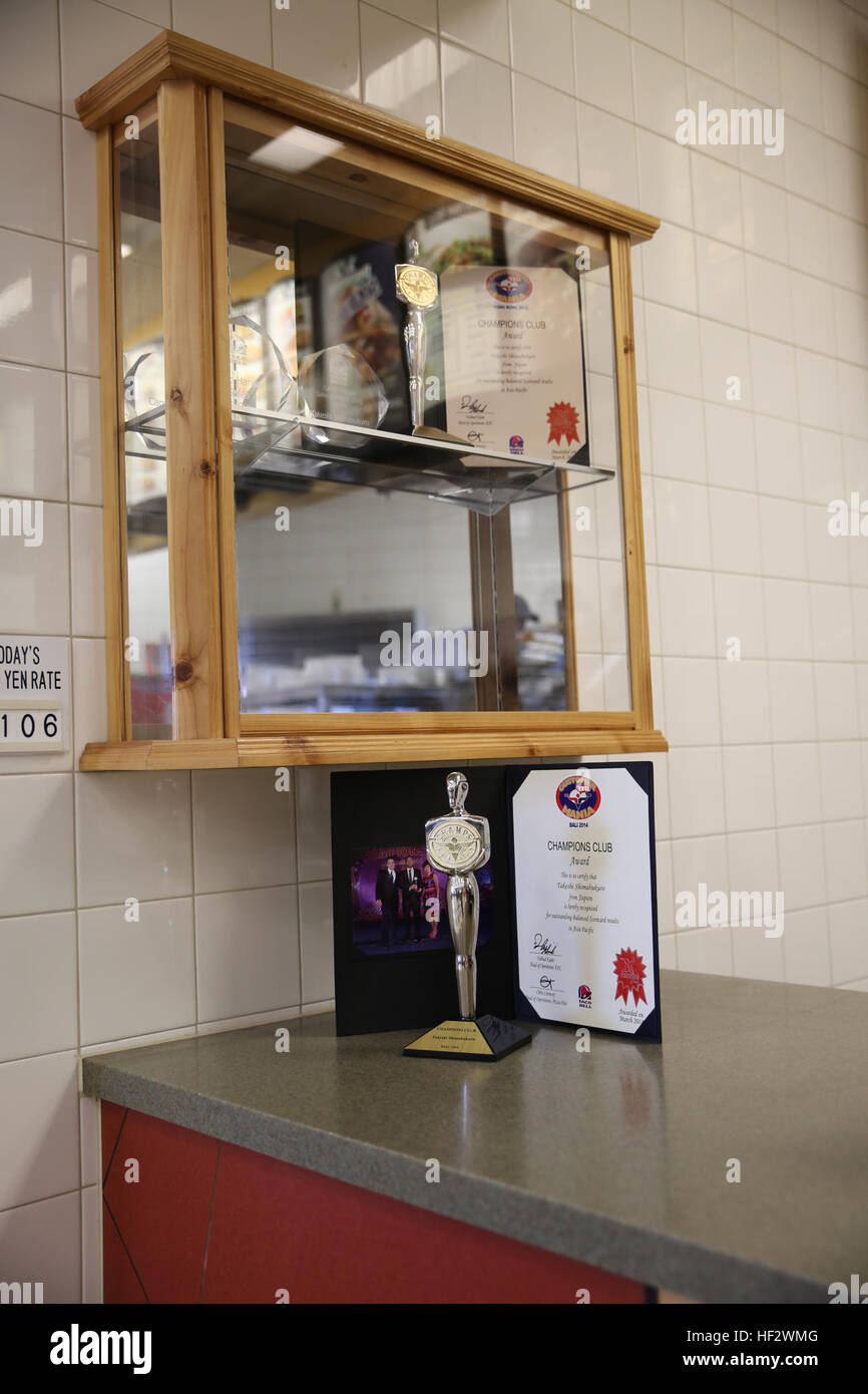 A YUM Champions Club Award is displayed April 3 at the Taco Bell ...